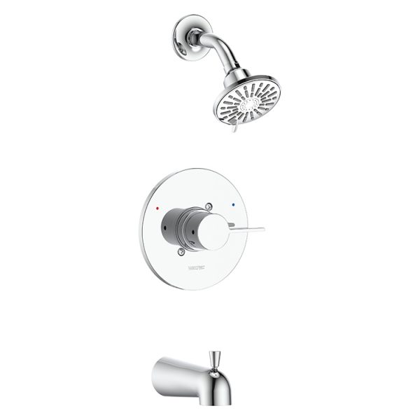 14F115 - Two Handle Tub/Shower, 3 valve, fluted handles
