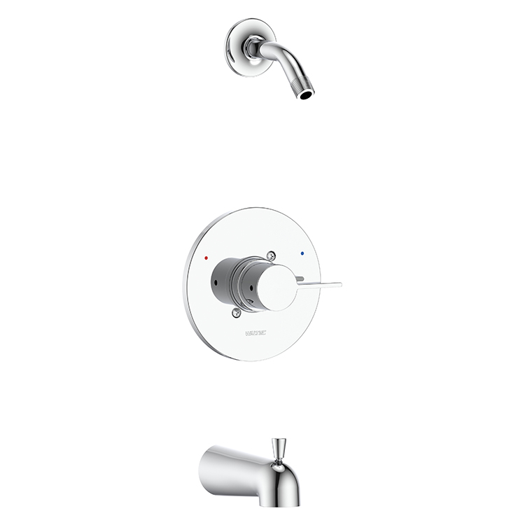 14F115 - Two Handle Tub/Shower, 3 valve, fluted handles